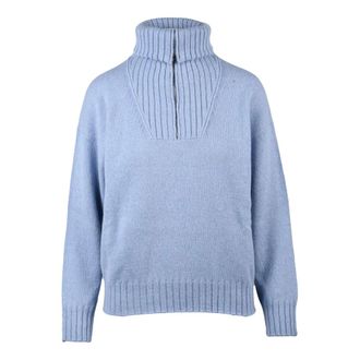 PESERICO Femme, Pulls, Bleu, Taille: 38 FR Pull col zipp&eacute; en lam&eacute;
