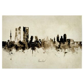 artboxONE Poster 30x20 cm Städte Madrid Spain Skyline Sepia - Bild Madrid Madrid Painting