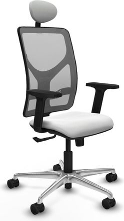 Piqueras y Crespo Computerstuhl mit 2D-Armlehnen, h&ouml;henverstellbarer Lendenwirbelst&uuml;tze und festem Kopfteil, ausgestattet mit 3 Positionen und Schneidschaum, Grau/Wei&szlig;