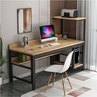 Generic Moderner Computertisch mit Ablagefächern, Arbeits- und Gaming-Schreibtisch, großer Büroschreibtisch, Stehpulte mit Druckerplatz, Geschäftsmöbel for da