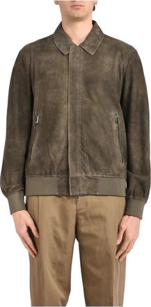 Giorgio Brato Homme, Vestes, Vert, Taille: XL Veste Bomber en Cuir