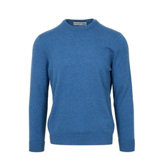 Ballantyne Kaschmir Denim Pullover Gerippter Kragen - - Knitwear - Herren - Blau - M