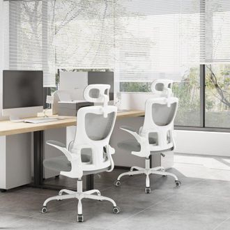Woltu B&uuml;rostuhl ergonomisch, Schreibtischstuhl Drehstuhl Netzstoff, h&ouml;henverstellbar, Schaukelfunktion, verstellbare Kopfst&uuml;tze, Lendenwirbelst&uuml;tze