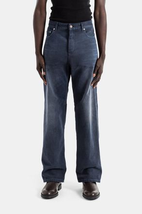Balenciaga Mens Curved Knee Jellyfish Overdyed Midnight Blue Jeans