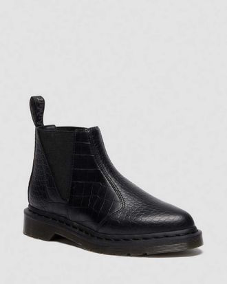 Dr. Martens Bianca II Tapered Croc Emboss Leder Lo Stiefel in Schwarz, Gr&ouml;&szlig;e: 36