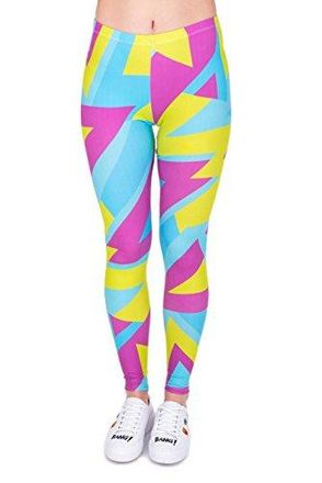 Kukubird Motifs imprimés Legging de Yoga pour Femme Gym Fitness Running Pilates Collants Pantalon Skinny Taille 8-12 Extensible-Neon Sport