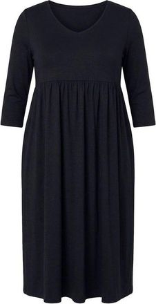 Ulla Popken Maxikleid Jerseykleid Empirenaht V-Ausschnitt 3/4-Arm