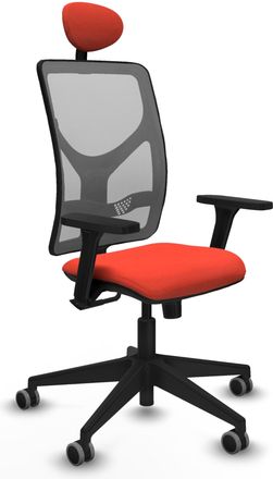 Piqueras y Crespo Orangefarbener Schreibtischstuhl mit 3D-Armlehnen, h&ouml;henverstellbarer Lendenwirbelst&uuml;tze und festem Kopfteil, ausgestattet mit Sincro 3 Positionen und