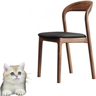 Generic Massivholz -Esstuhl Bequeme Rückenlehne Design für Küchen- und Bürogebrauch Schwarz 81 * 43 * 46cm