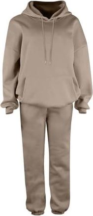 Generic Ensemble de v&ecirc;tements de sport pour femmes automne plus velours couleur unie v&ecirc;tements de voyage &agrave; manches longues d&eacute;contract&eacute; poche jogging sweat &agrave; c