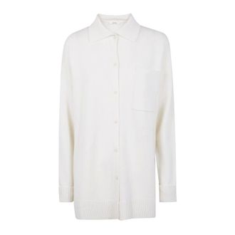 Max Mara Femme, Pulls, Blanc, Taille: 38 FR Ribbed Knit Polo