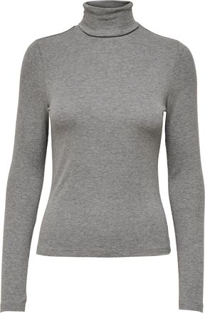 Only Damen Onlsille Roll Neck Top JRS Noos Langarmshirt, Dark Grey Melange,3XL