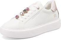 Queen Helena Baskets Platform avec strass pour femme X34-1, Blanc et rose, 37 EU