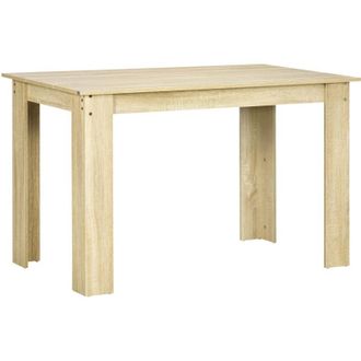 HOMCOM Homcom - Table &agrave; manger grand plateau 4-6 personnes - dim. 120L x 69l x 75H cm - panneaux aspect ch&ecirc;ne clair