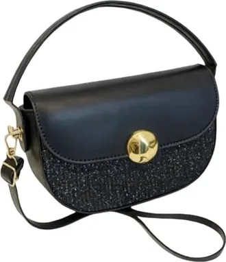 Generic Sac à main à paillettes tendance pour femme en cuir synthétique avec bandoulière réglable pour les voyages et le travail, Noir, 215*135*65mm