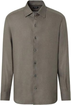 Ermenegildo Zegna Homme, Chemises, Vert, Taille: L Chemise en lin