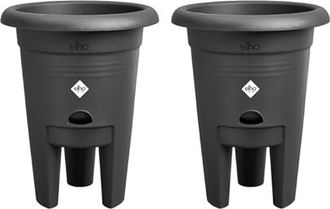 ELHO Green Basics Erdbeertopf 22 cm - Pflanztopf für den Anbau von Erdbeerpflanzen - inklusive Wasserreservoir - 100% recycelter Kunststoff - Schwarz/Livin