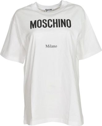 Moschino Femme, Tops, Blanc, Taille: 40 FR Logo T-Shirt