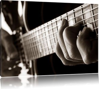 Pixxprint Gitarre spielen Bild, Größe: 100x70cm, Leinwandbild, fertig gespannt, Wandbild, Dekoration, Kunstdruck, kein Poster