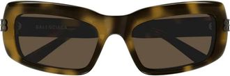 Balenciaga lunettes de soleil rectangulaires &agrave; logo - Marron