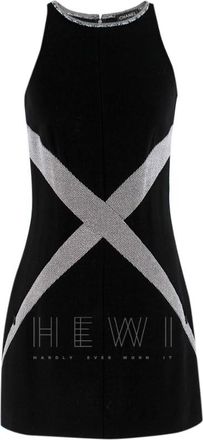 Chanel Black & SIlver Wool Blend Mini Dress Size XS