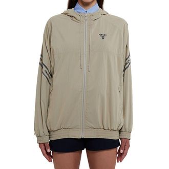 Prada Womens Beige Cotton Shell Jacket Clothing