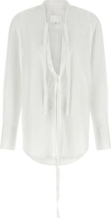 Maison Margiela Femme, Blouses et Chemises, Blanc, Taille: 40 FR Chemise en coton &agrave; col en V
