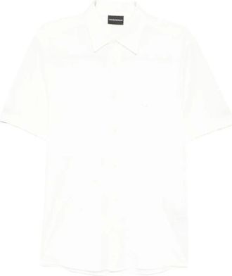Emporio Armani Homme, Tops, Blanc, Taille: 2XL Camisa MC Logo Bordado