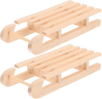 Milisten 2 St&uuml;ck Weihnachtsschlitten Ornament Urlaub Miniatur Schlitten Rustikalen Holzschlitten Modell Mini Schreibtisch Ornament Weihnachtsbaum Dekorationen 