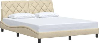 vidaXL Giroletto Senza Materasso Crema 160x200 Cm In Tessuto - Vidaxl
