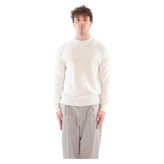 Eleventy Homme, Pulls, Blanc, Taille: M Pull en maille &agrave; c&ocirc;tes contrast&eacute;es