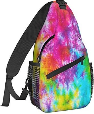 Generic Tie-Dye D&eacute;lav&eacute; Rainbow Sac &Agrave; Dos Bandouli&egrave;re Pratique Sling Bag L&eacute;ger Sac Poitrine Pour Shopping Homme Cyclisme