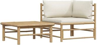 vidaXL Vidaxl - Salon de jardin 2 pcs avec coussins blanc cr&egrave;me Bambou
