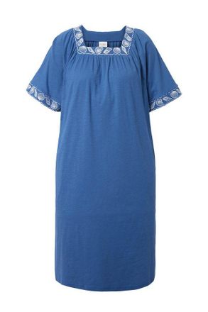 Ulla Popken Midikleid Midikleid Stickerei-Bord&uuml;re Carr&eacute;-Ausschnitt