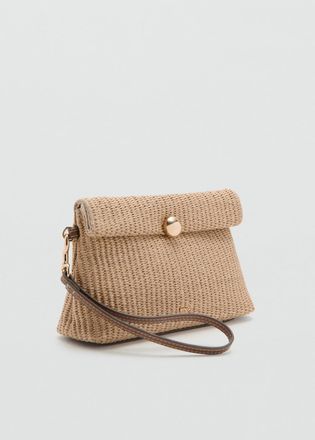 Mango Porte-monnaie rabat bouton beige - Femme - Taille unique - MANGO
