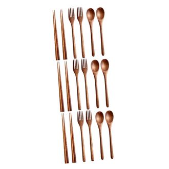 Cabilock 18stücke Teiliges Set Holzbesteck Wiederverwendbare Essstäbchen Löffel Und Langlebig Spülmaschinenfest Umweltfreundliche Alternative Zu Einwegplastik 