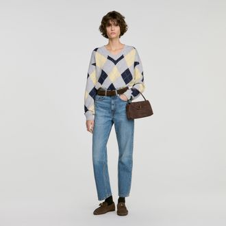 Sandro Argyle-Pullover mit Strassbesatz