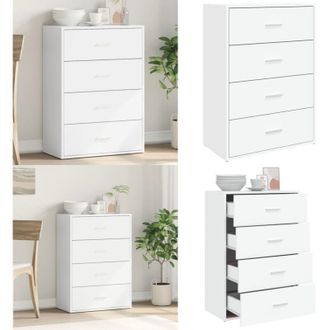 vidaXL Vidaxl - Buffet blanc 60x31x84 cm bois ding&eacute;nierie - Buffet Blanc - Meuble Rangement - Commode - Armoire Cuisine - Mobilier Salon - Home & Living