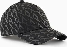 A|X Armani Exchange Pour des hommes Casquette de baseball tissée avec imprimé intégral, Noir, One Size
