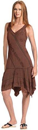 Coline Robe Courte &eacute;l&eacute;gante brod&eacute;e- Couleur : Chocolat - Taille : XL