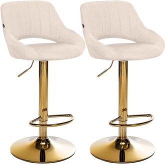 Clp Lot de 2 tabourets de bar Milet en tissu Cr&egrave;me m&eacute;tal or