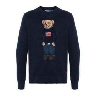 Polo Ralph Lauren Homme, Pulls, Bleu, Taille: XL Pull ras du cou avec motif ours