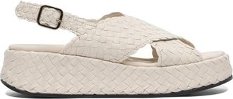 Pons Quintana Sandalen - Woven Leather Sandals With Cross-Strap Design - Gr. 41 (EU) - in Beige - f&uuml;r Damen