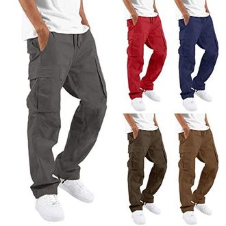 Generic Pantalon cargo pour homme &agrave; jambe extra longue, pantalon cargo &eacute;l&eacute;gant d&eacute;contract&eacute; extensible avec cordon de serrage &agrave; la taille avec plusieurs poches