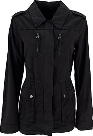 JOPHY & CO. Veste pour Femme 100% Coton avec Poches Latérales, Fermeture Centrale avec Fermeture Éclair, Cordon Intérieur Réglable (cod. 6265) - Noir - L