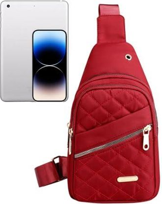 Generic Sac &agrave; bandouli&egrave;re pour femme, sac de poitrine, sac &agrave; dos d&eacute;contract&eacute; | Sangle r&eacute;glable, l&eacute;ger pour la marche, Rouge