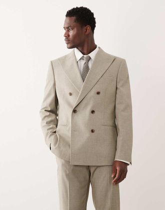 Asos Veste de costume ajust&eacute;e &agrave; double boutonnage - Vert clair chin&eacute;