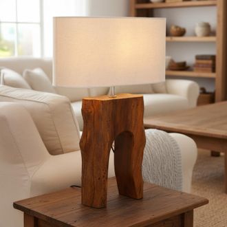 Guru Shop Tischlampe/Tischleuchte, in Bali Handgemacht aus Naturmaterial - Modell Palenka Dunkel, 54x35x15 cm