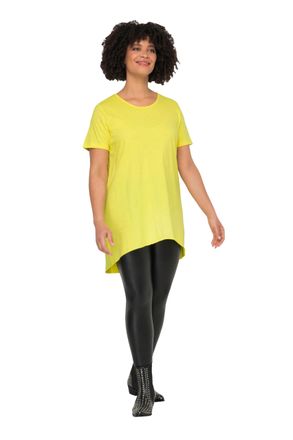 Angel Of Style Damen große Größen Übergrößen Plus Size Longshirt, Rundhals, Halbarm, gerundeter Saum zitronengelb 52 832019605-52