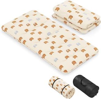 Giantex Matelas Futon Japonais Portable 90 x 200 cm, Rembourrage en Coton, Matelas de Sol Pliable pour 1 Personnes, Sac de Transport, Housse Lavable, 2 Bandag